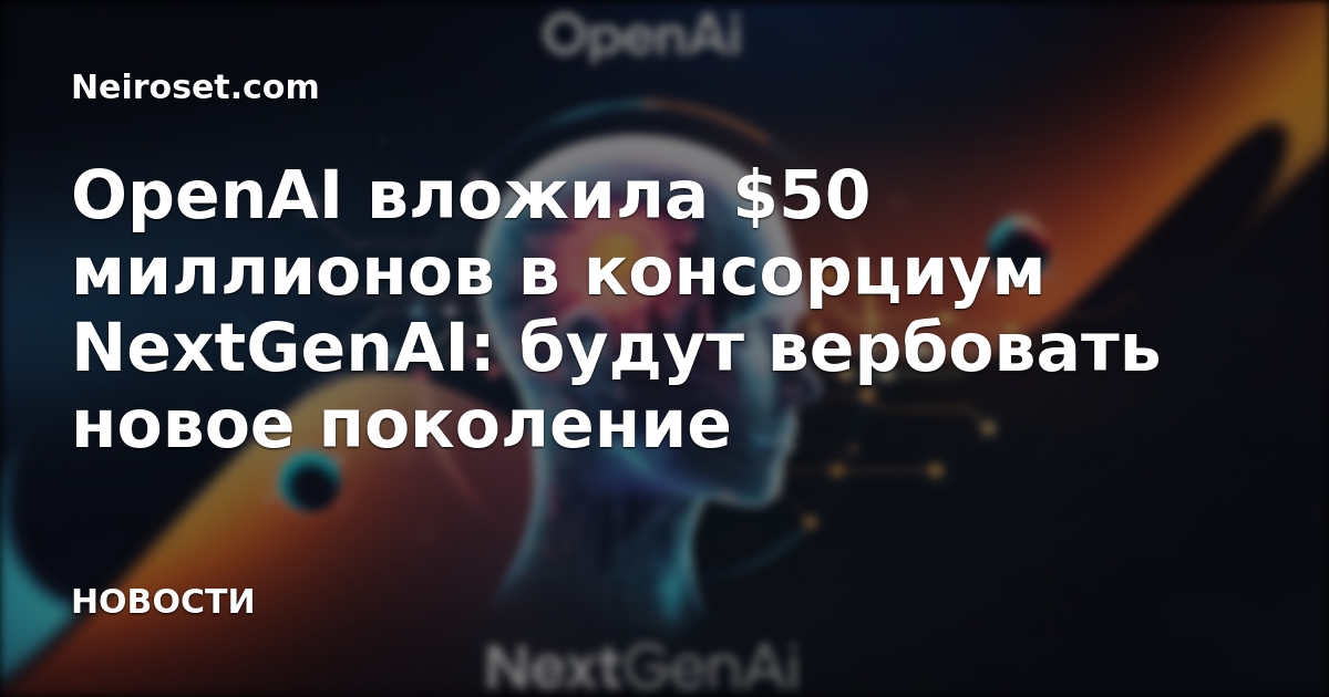 OpenAI вложила $50 миллионов в консорциум NextGenAI: будут вербовать новое поколение — сервис ...