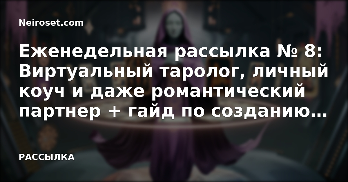 Еженедельная рассылка № 8: Виртуальный таролог, личный коуч и даже романтический партнер + гайд ...